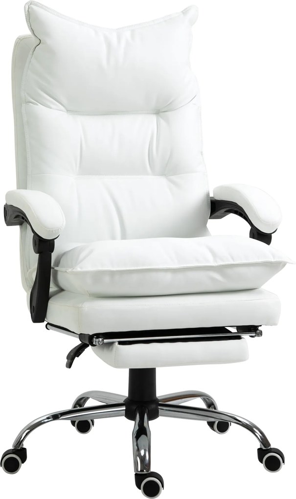 Kancelářská židle Vinsetto s funkcí sklonu, ergonomická pracovní židle, výškově nastavitelná otočná židle s podnožkou, polstrovaná, nosnost až 135 kg,
