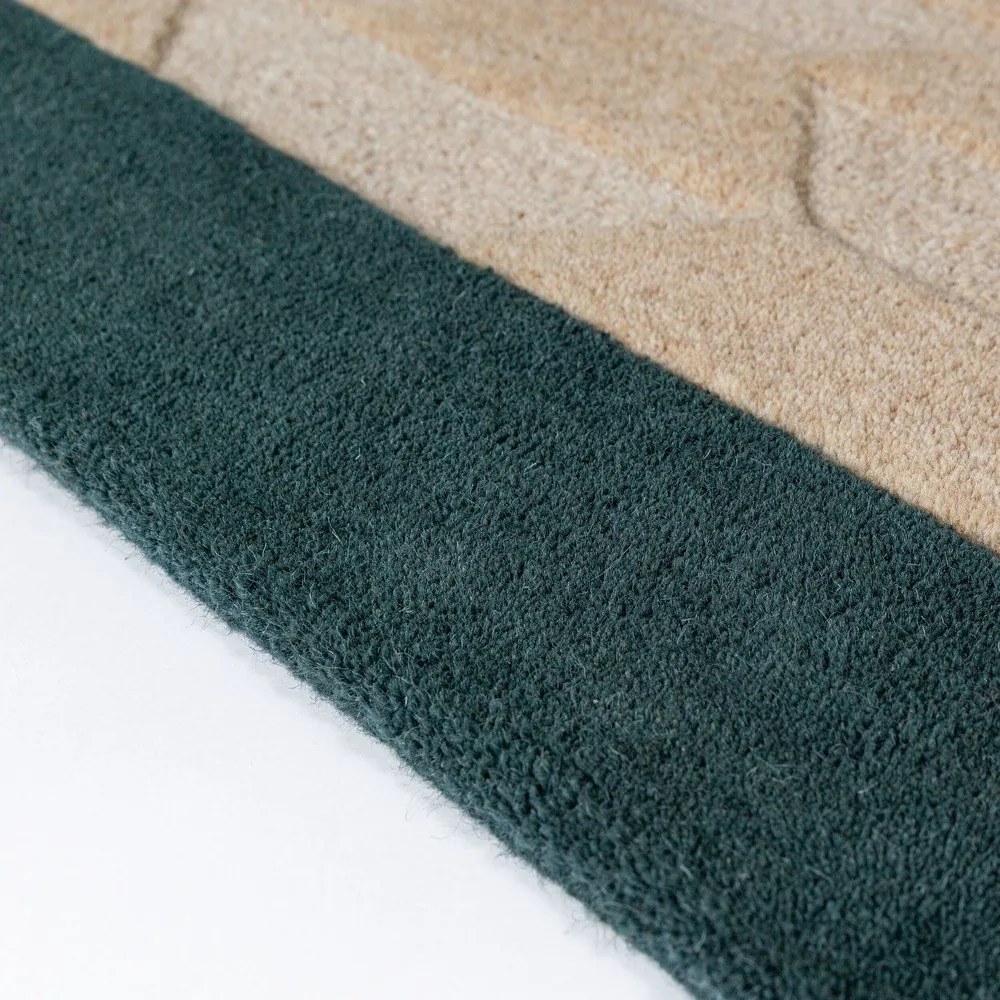 Ručně tkaný vlněný koberec v přírodní barvě/zelenomodrý 200x290 cm Apex Border Wool – Flair Rugs