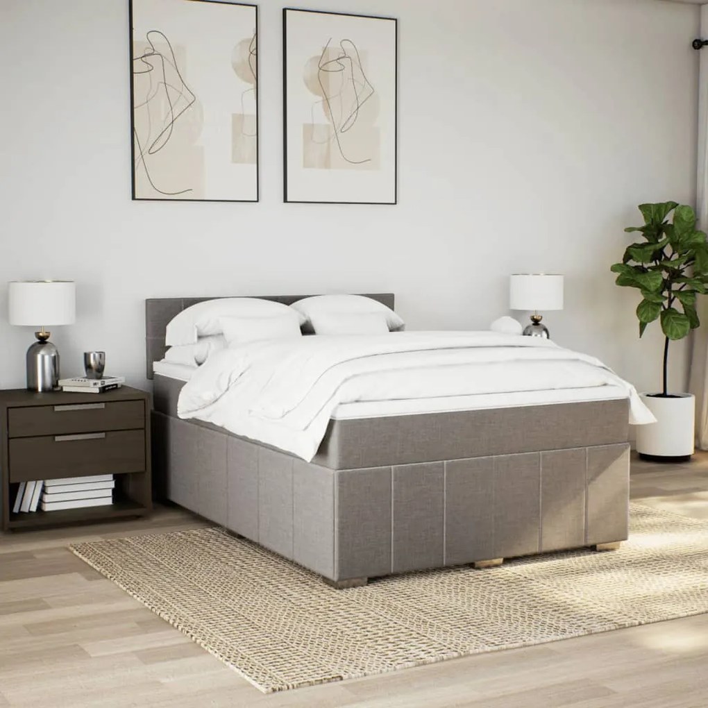 Box spring postel s matrací taupe 140x190 cm textil 3289367