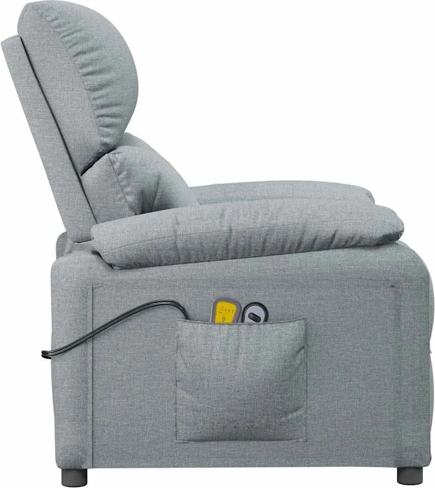 Elektrické masážní křeslo světle šedé textil 3073827