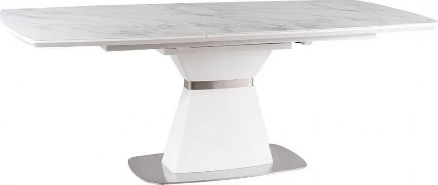 Casarredo - Komfort nábytek Rozkládací jídelní stůl SATURN II 160 CERAMIC bílý mramor/bílý mat