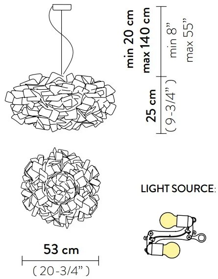 Slamp Clizia Mama Non Mama Black Medium, designové svítidlo s černým kabelem, 2x12W E27, prům. 53cm