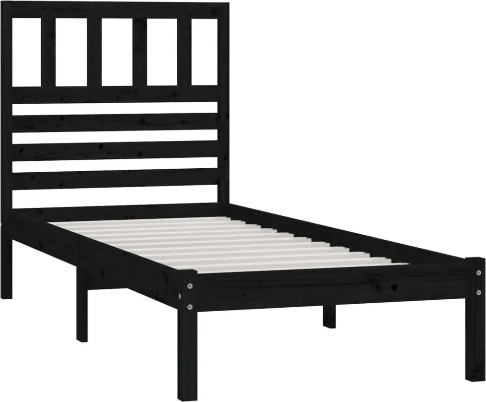 vidaXL Rám postele masivní borovice 90 x 190 cm Single [3100992] Barva: Černá