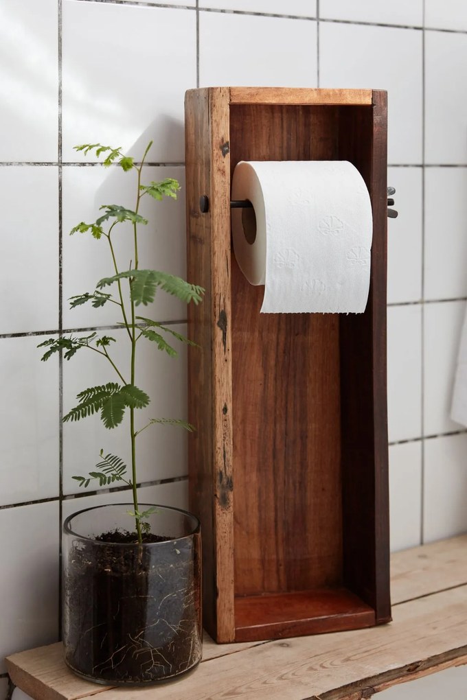 IB LAURSEN Držák na toaletní papír Unique Wood, přírodní barva, dřevo