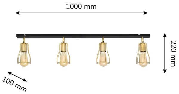 Bodové svítidlo TUBE 4xE27/15W/230V zlatá/černá