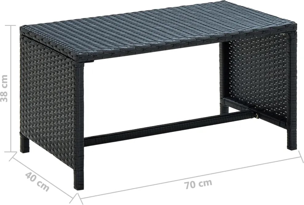 vidaXL Marketos Konferenční stolek černý 70x40x38 cm polyratan