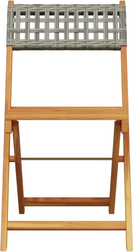 5dílný zahradní jídelní set šedý polyratan a masivní dřevo 3281779