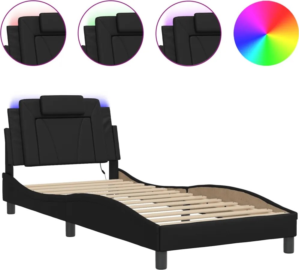 Rám postele Viana s LED bez matrace černý 90 x 190 cm 3213987