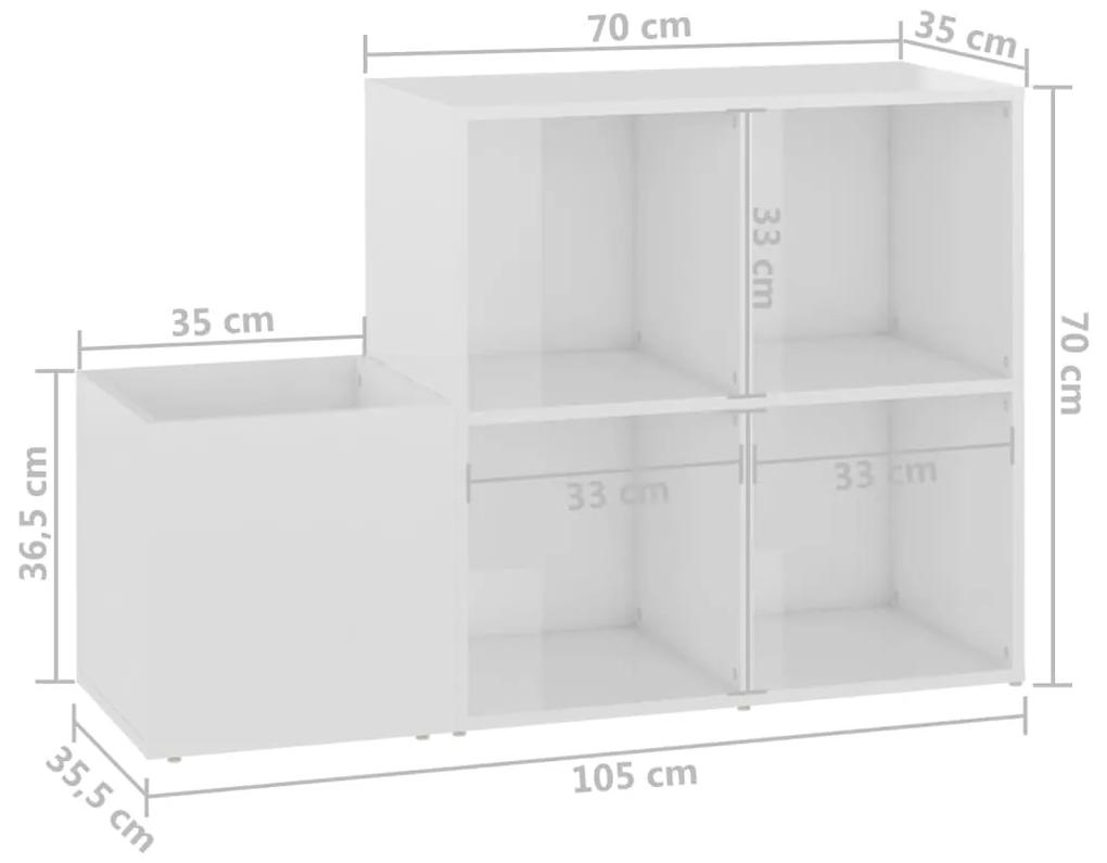 Botník do předsíně bílý vysoký lesk 105x35,5x70 cm dřevotříska - Default Title