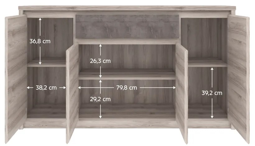 Kondela Komoda 4D1S, kaštan nairobi/onyx, JESI