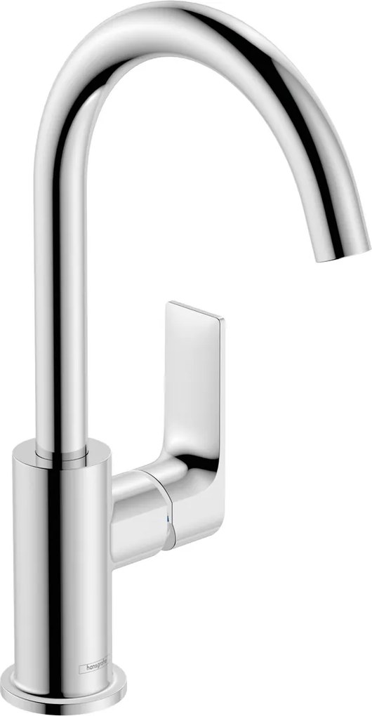 Hansgrohe Rebris E, vysoká umyvadlová baterie 210 s otočným výtokem a odtokovou soupravou s táhlem, chromová, 72576000