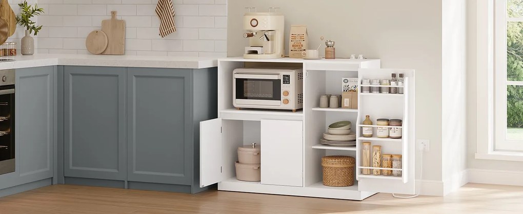 Kuchyňský regál s integrovanou napájecí lištou Vasagle Morja 90 cm bílý