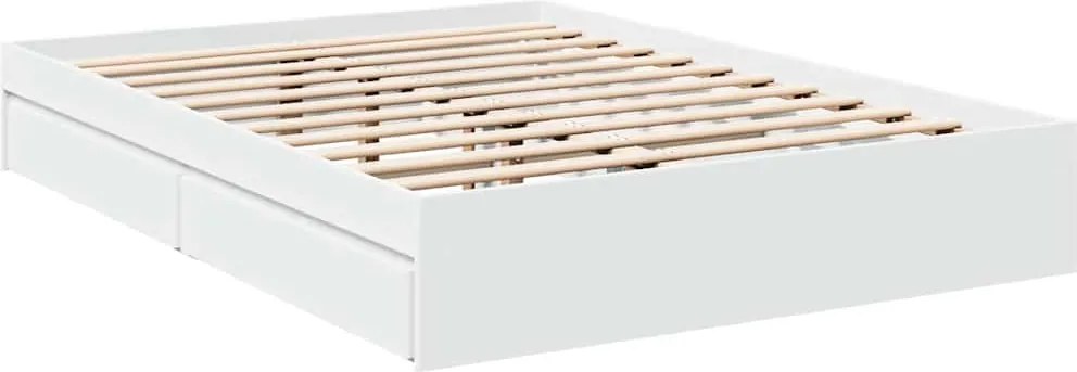 Rám postele se zásuvkami bílý 135 x 190 cm kompozitní dřevo 3280692
