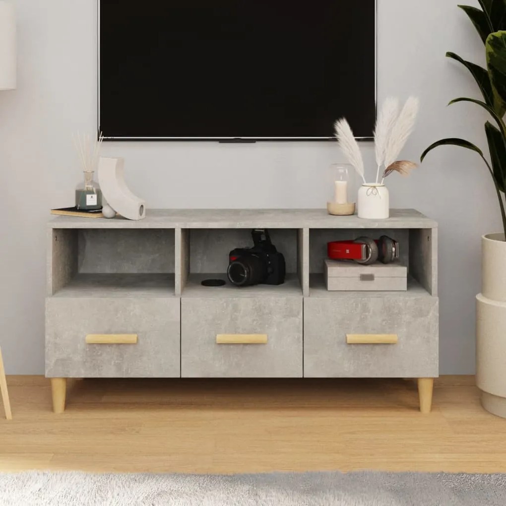 vidaXL TV skříňka 102 x 36 x 50 cm kompozitní dřevo [812604] Barva: Betonová šedá