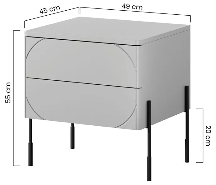 Noční stolek Sonatia 45 cm - olivová