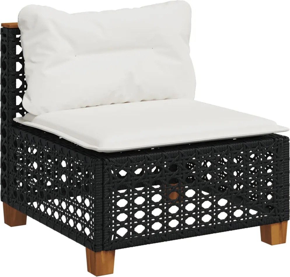 9dílná zahradní sedací souprava s poduškami černá polyratan 3261962