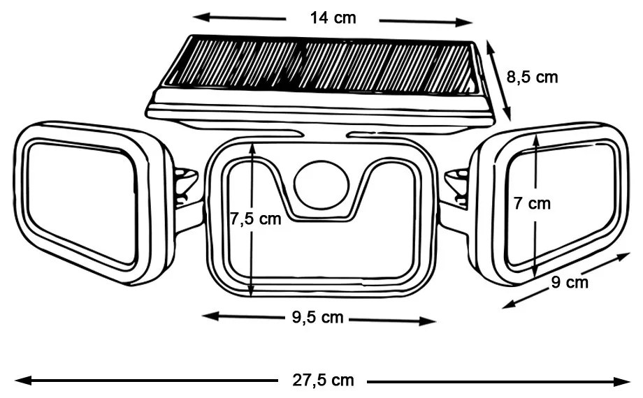 3 panelové solární svítidlo s otočným pólem