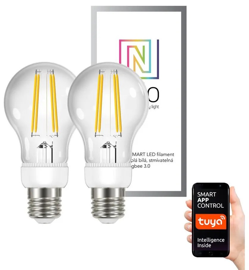 Immax 2x Neo SMART LED filament E27 6,3W, teplá bílá, stmívatelná, Zigbee 3.0