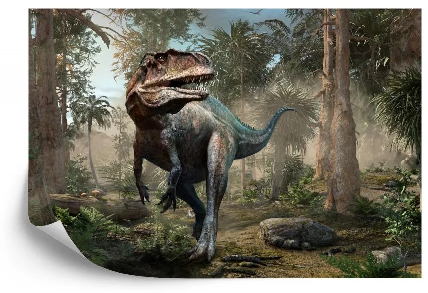 Fototapeta Realistický Dinosaurus A Palmy Omyvatelný vlies 152.5x104