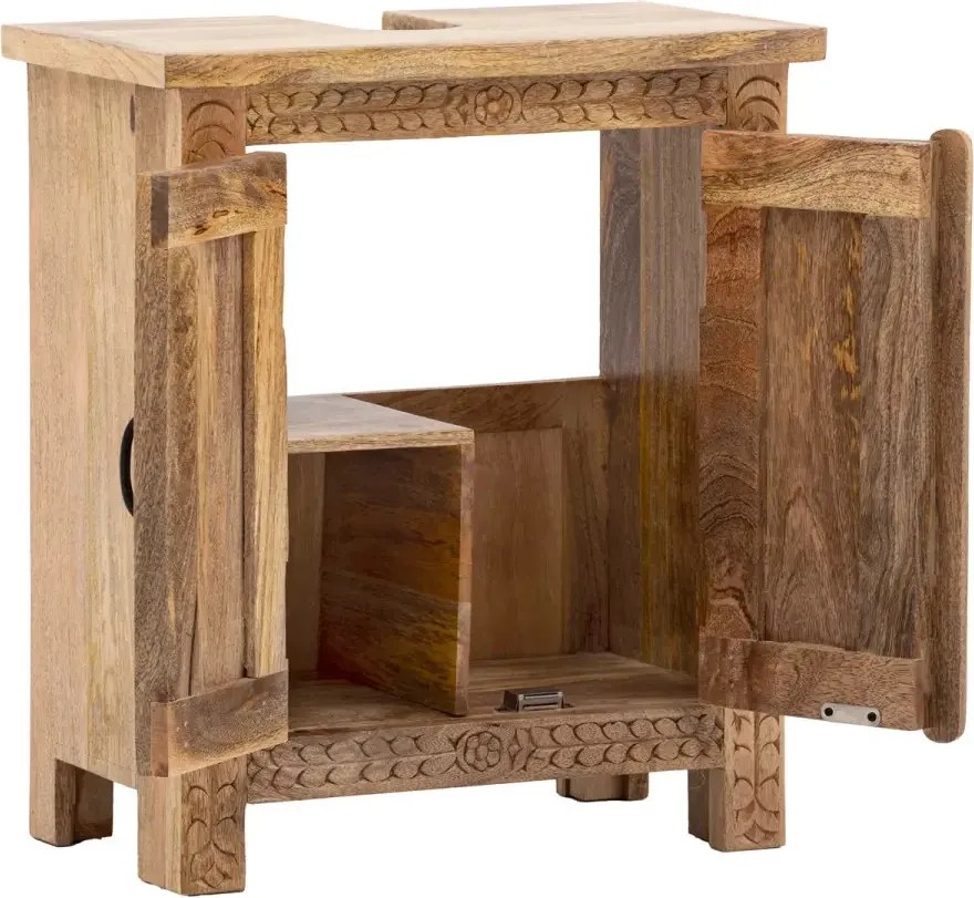 furniture-nabytek.cz - Masivní koupelnová skříňka Santoro z dřeva mango, přírodní – 80×40×80 cm