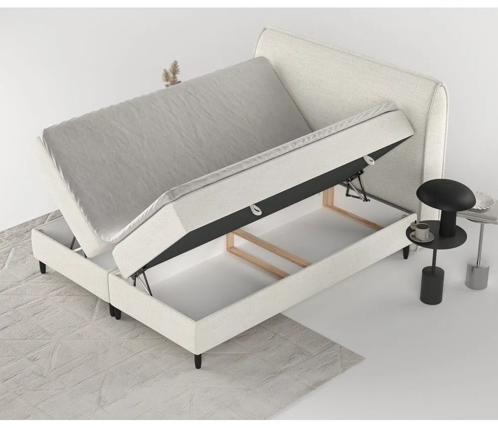 Krémová boxspring postel s úložným prostorem 140x200 cm Melba – Maison de Rêve
