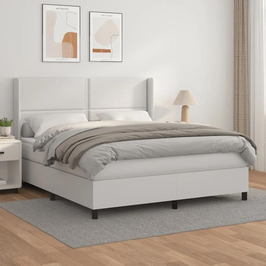 Box spring postel s matrací bílá 180x200 cm umělá kůže,  3132454