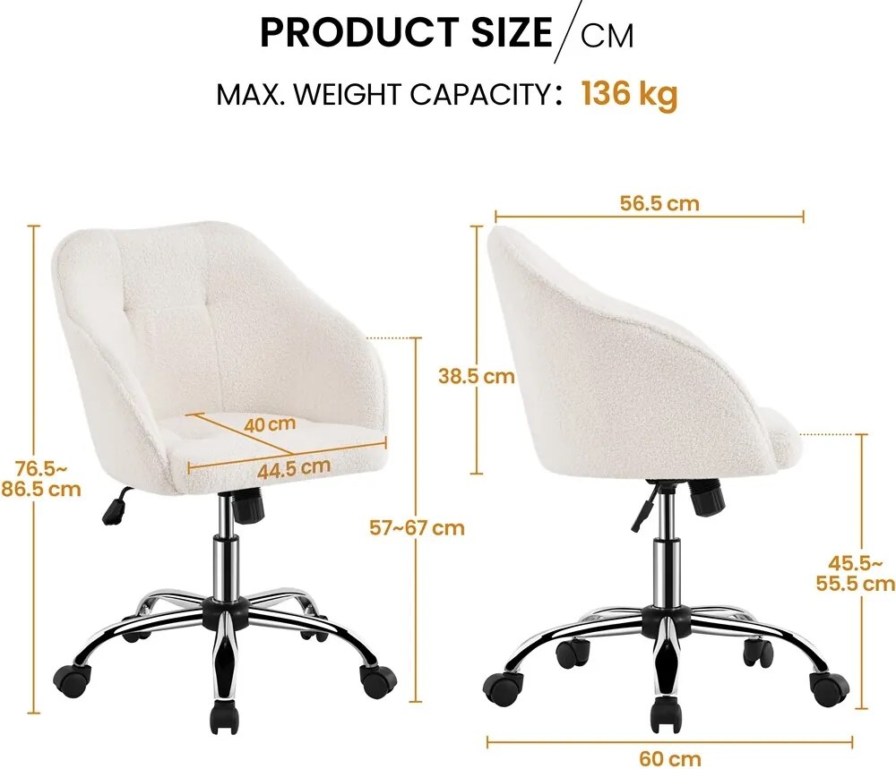 Kancelářská židle Yaheetech – slonová kost (266133806911)