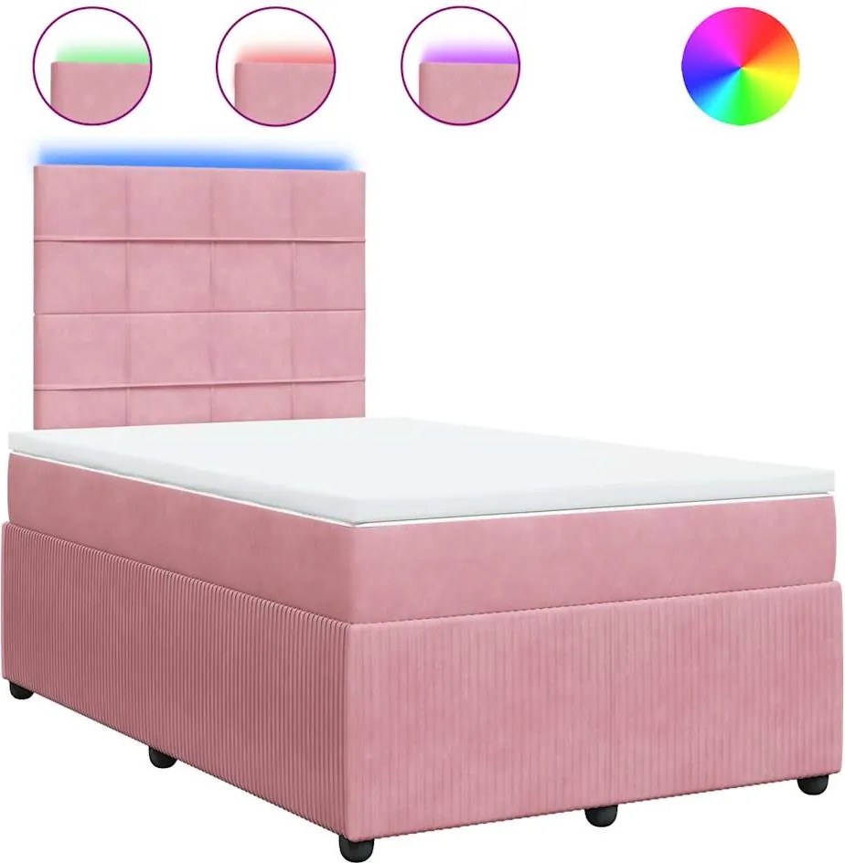 Box spring postel s matrací růžová 120 x 200 cm samet 3294615