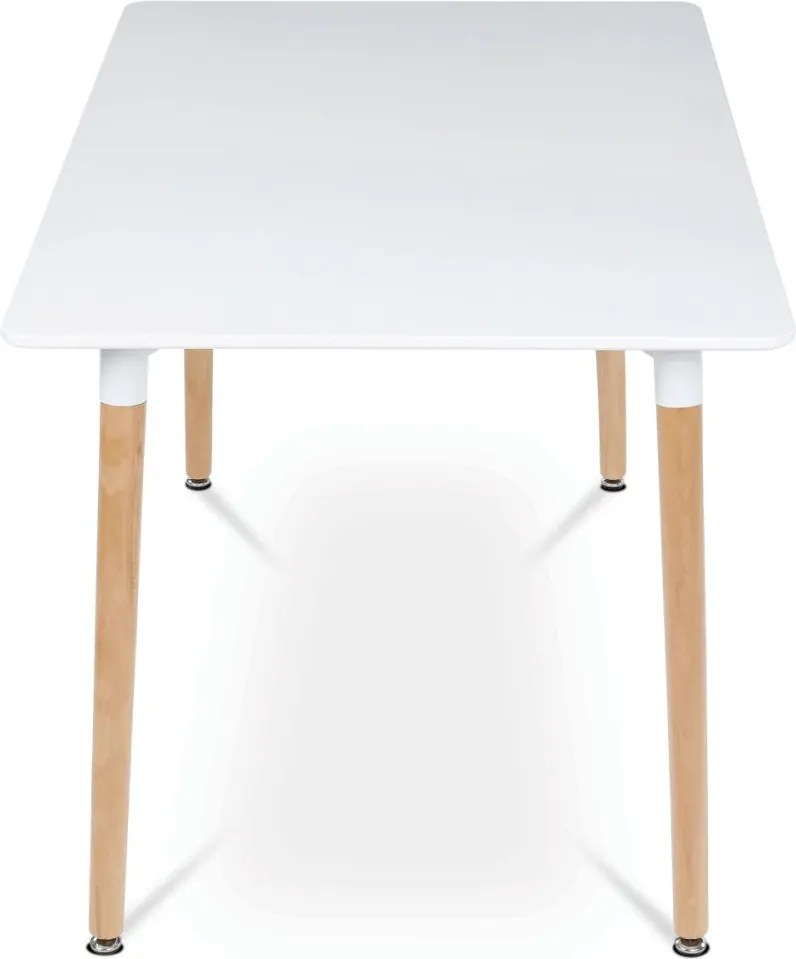 Jídelní stůl, dřevěné nohy, MDF / kovová kostrukce – bílý matný lak (120 x 80) cm