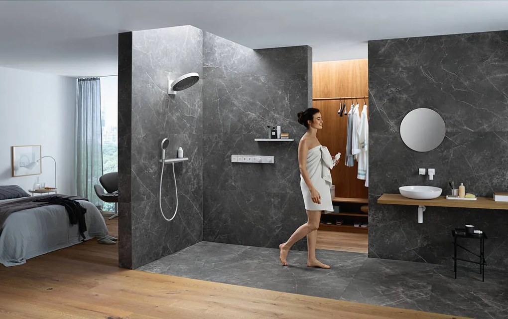 Hansgrohe Rainfinity, hlavová sprcha 360 3jet s připojením na zeď, bílá matná, HAN-26234700