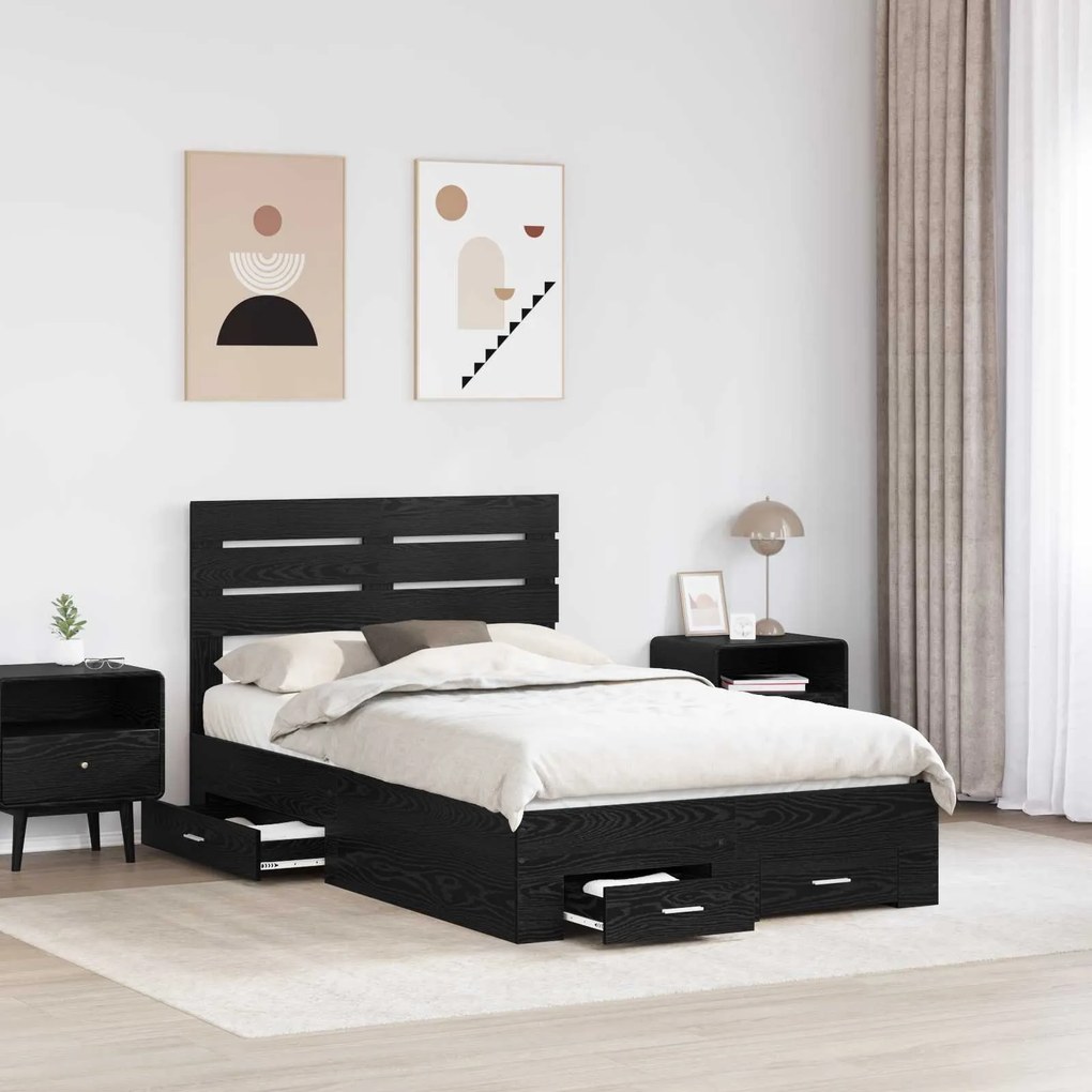 Rám postele se zásuvkou Černý dub 120 x 190 cm Kompozitní dřevo 3411668