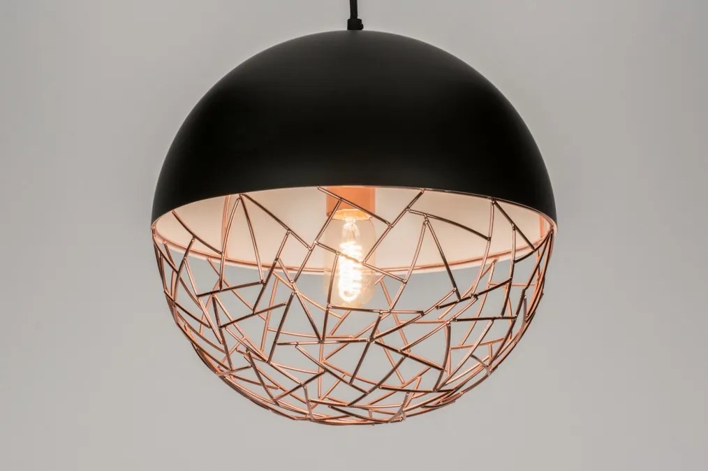 Závěsné industriální designové svítidlo nad stůl Signature Combino Nero and Copper
