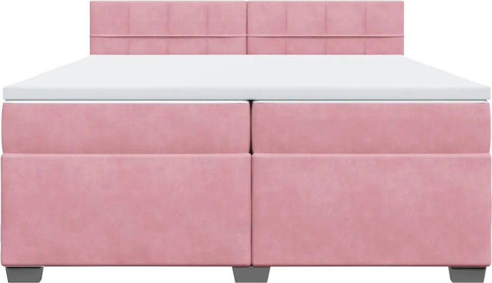 Box spring postel s matrací růžová 200x200 cm samet 3288707