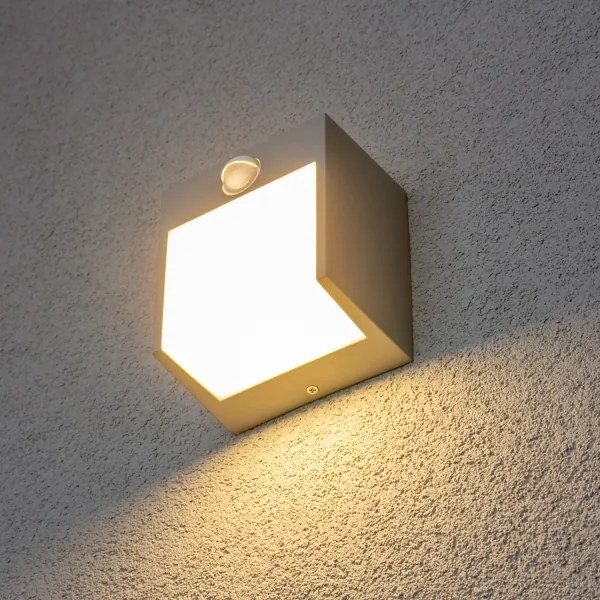 Brilagi -LED Venkovní nástěnné svítidlo se senzorem TERNI LED/12W/230V šedá IP44