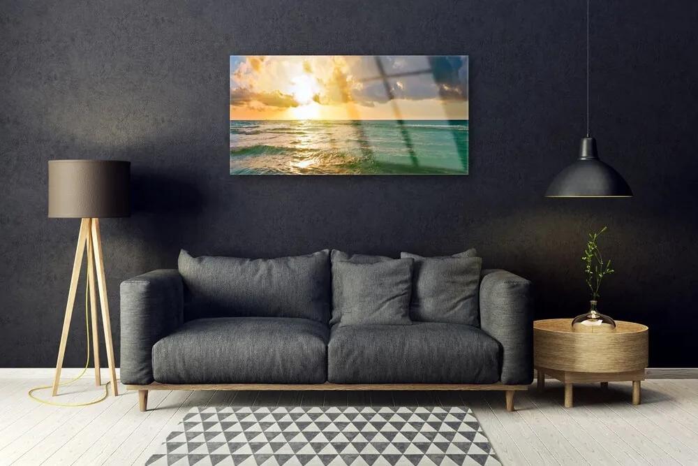 Obraz na skle Moře Západ Slunce 140x70 cm