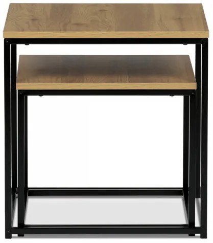 Odkládací stolky 2ks MDF divoký dub kov černý lak AF-076 OAK