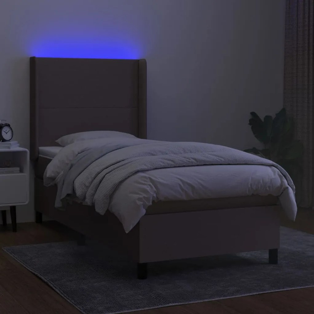 Box spring postel s matrací a LED taupe 90x190 cm textil 3138121
