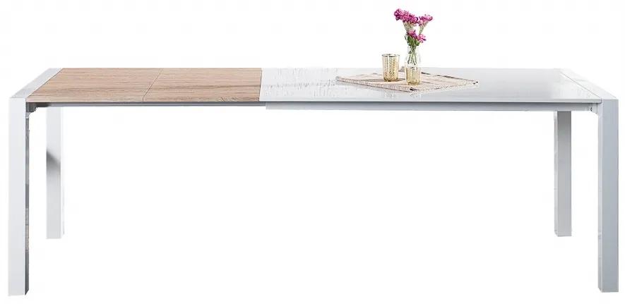 Inviro Rozkládací jídelní stůl NELO I 135-175-215 cm, bílá/dub