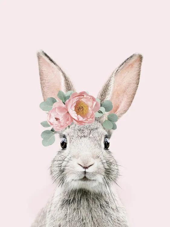 Ilustrace Flower crown bunny pink, Sisi & Seb, (30 x 40 cm)