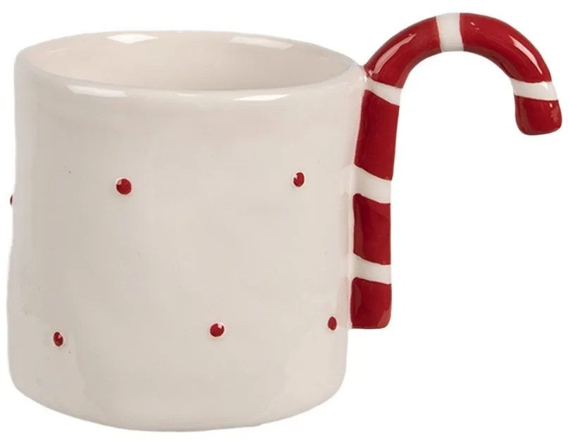 Béžový keramický hrnek s cukrovou hůlkou Candy - 14*9*10 cm / 325 ml