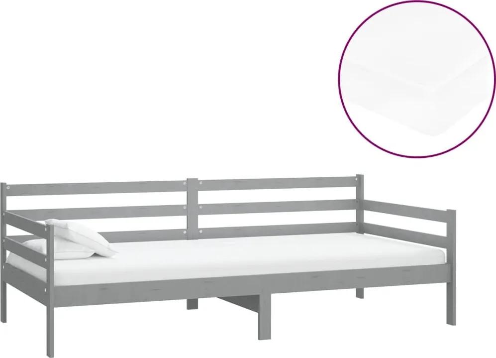 vidaXL Denní postel s matrací 90 x 200 cm masivní borové dřevo [3083601] Barva: Šedá