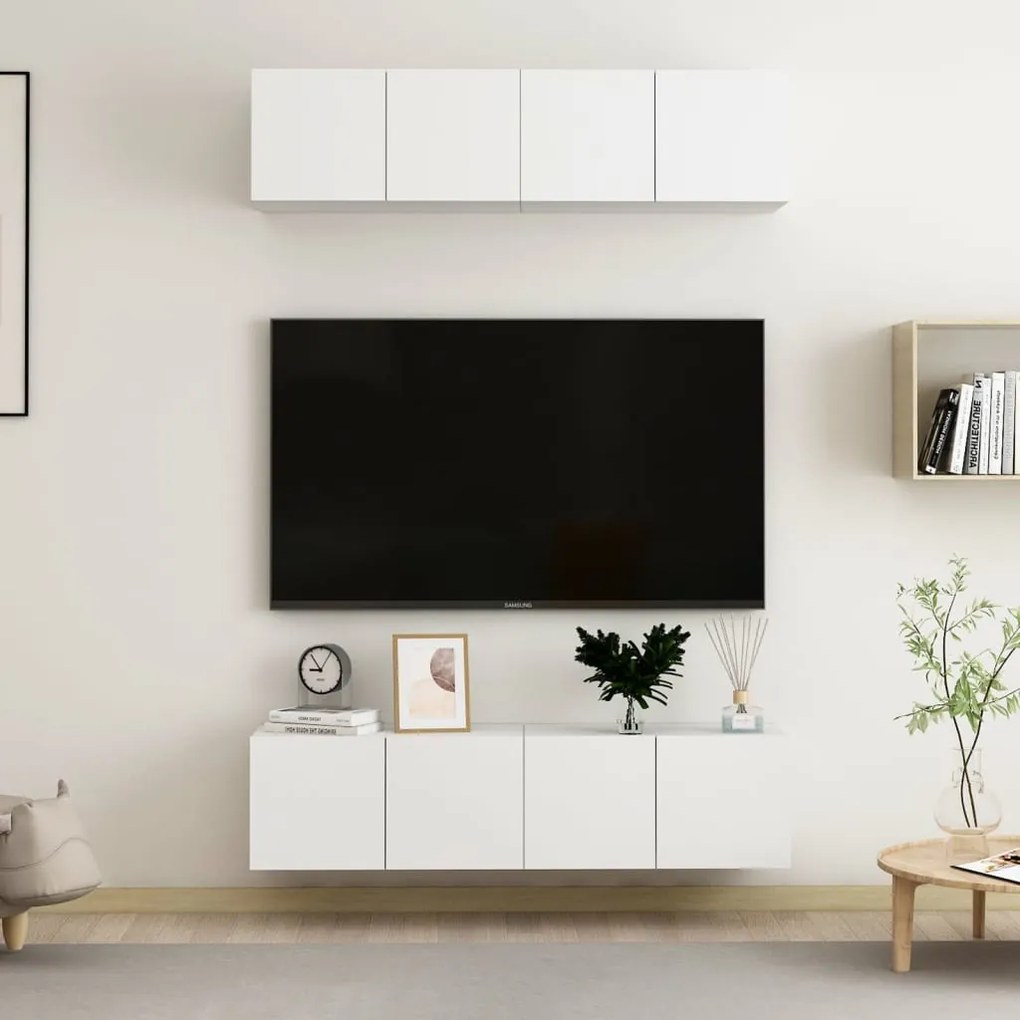 TV stolky 4 ks bílé 60 x 30 x 30 cm kompozitní dřevo 3074450