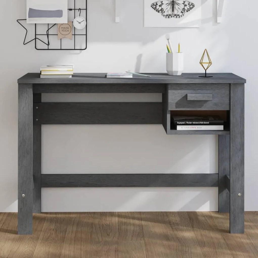 Psací stůl HAMAR tmavě šedý 110 x 40 x 75 cm masivní borovice 340458