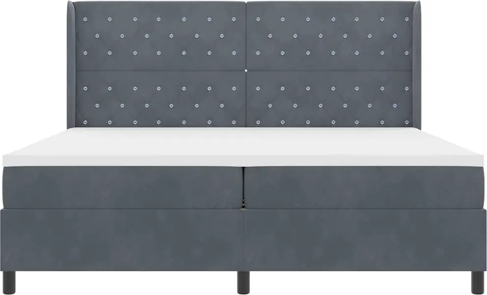 Postel s boxspringem s matrací Tmavě šedá 200 x 200 cm samet 3341973
