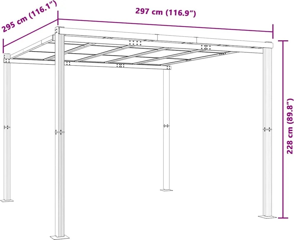 Zahradní altán antracitový 3x3 m Hliník 3217060