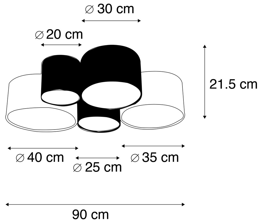 Designové stropní svítidlo multicolor 5-light - Sectos