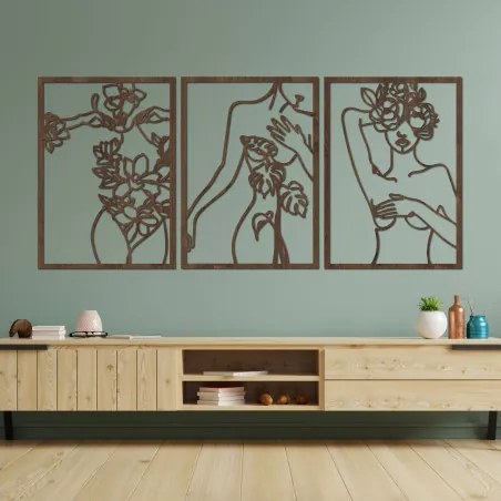 Třídílná nástěnná dekorace ženy – Moderní art umění | SENTOP HDF0480