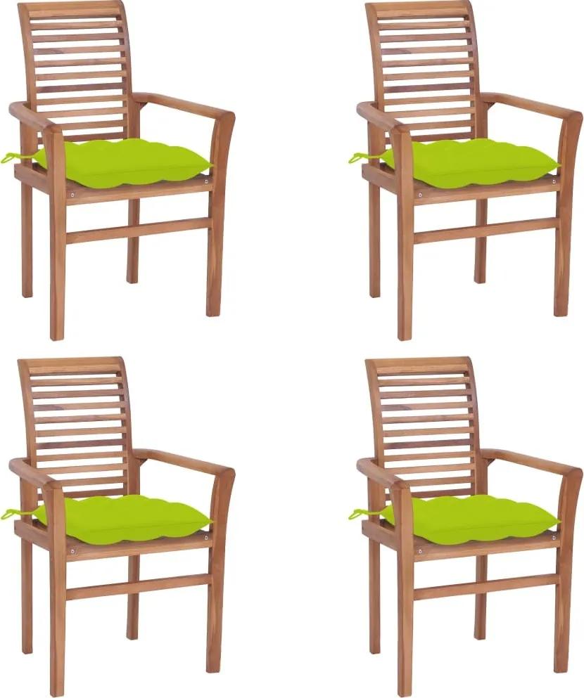 vidaXL Jídelní židle 4 ks podušky masivní teak [3062648] Barva: krémová