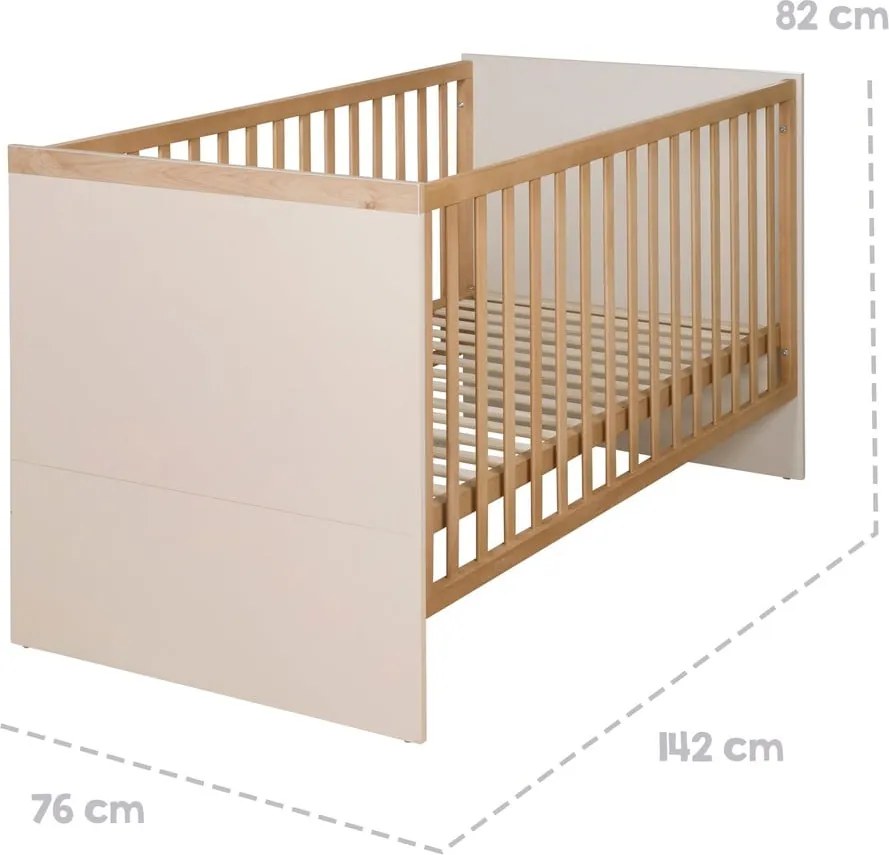 Béžová/v přírodní barvě postýlka s nastavitelnou výškou 70x140 cm Jil – Roba