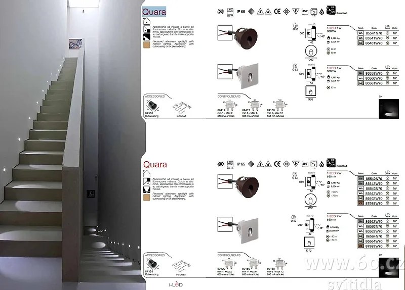Linea Light 87988W70 Quara65_R, cortenové zápustné LED svítidlo do stěny, 1x2W 3000K, průměr 6,2cm, IP65